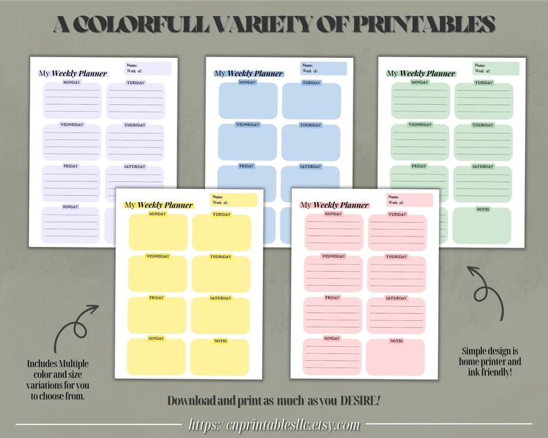 My Weekly Planner Template, Week at a Glance, Printable Organizer, A4 ...