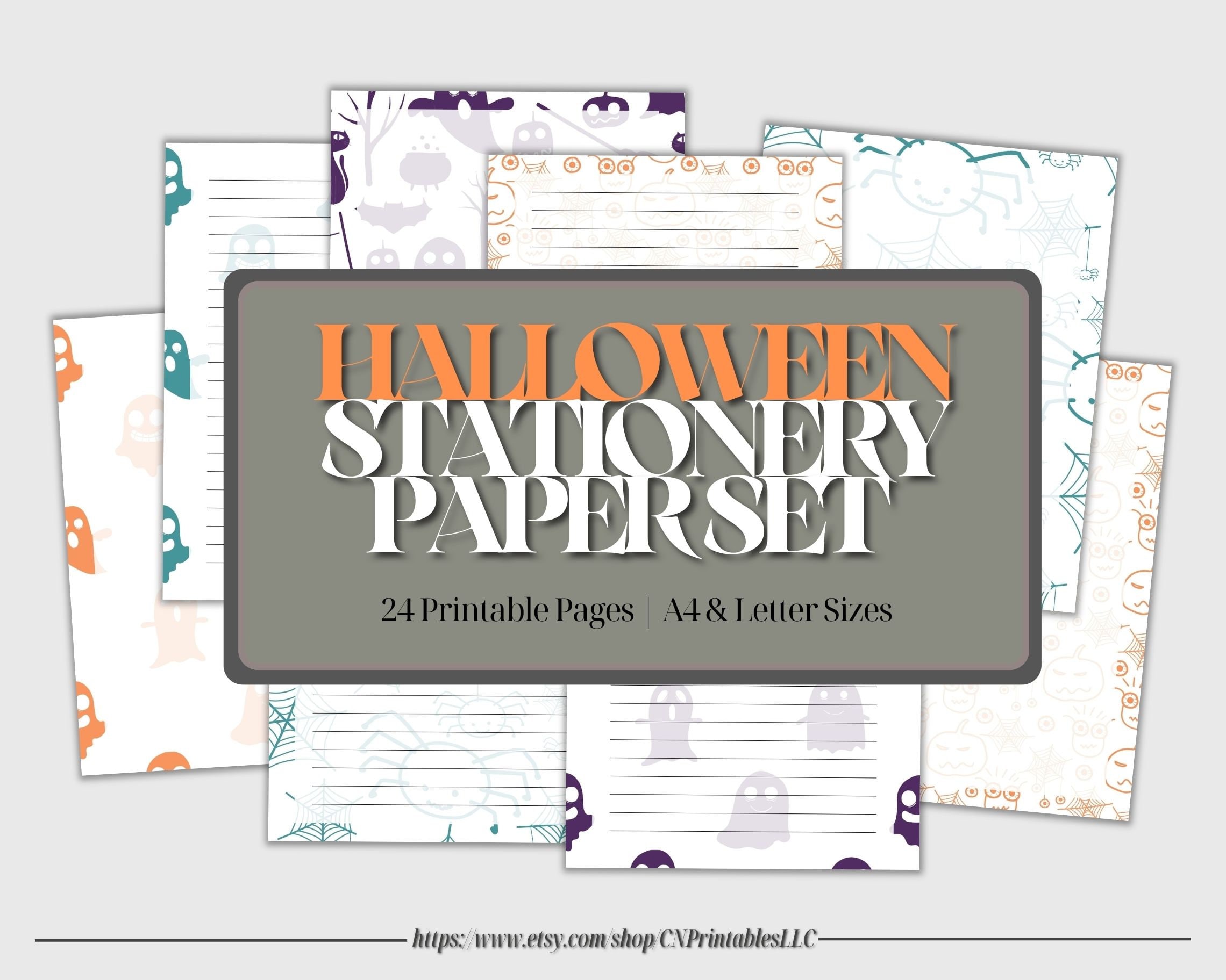 Halloween Stationery Paper Set of 24, Printable, Journal, Autumn ...