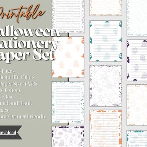 Halloween Stationery Paper Set of 24, Printable, Journal, Autumn ...