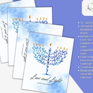 Elegant Hanukkah Card, Printable, Instant Download, Digital File, PDF ...
