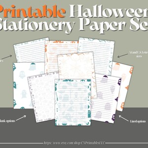 Halloween Stationery Paper Set of 24, Printable, Journal, Autumn ...