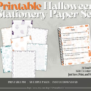 Halloween Stationery Paper Set of 24, Printable, Journal, Autumn ...