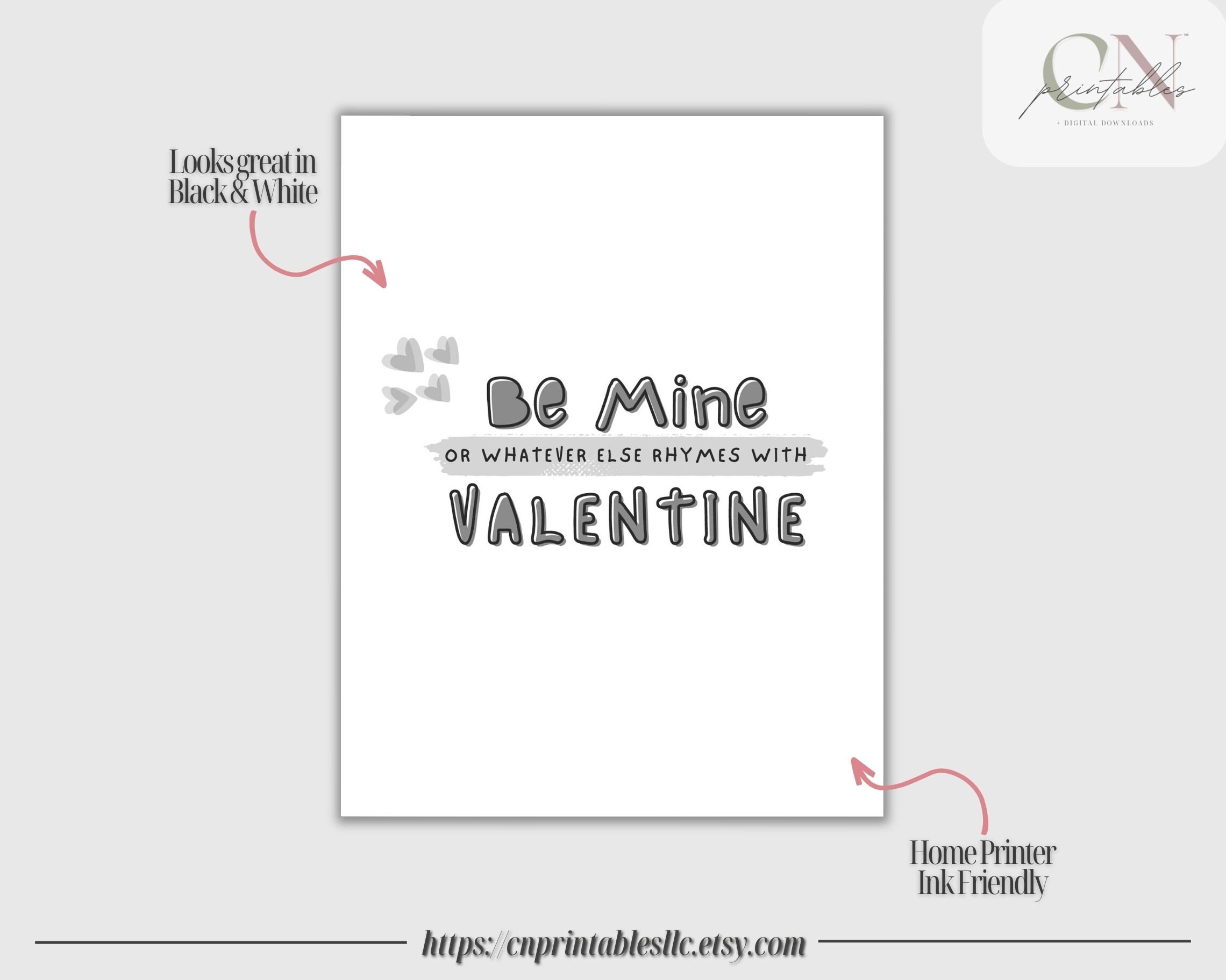 Cute Be Mine Valentine's Day Card, Printable, Instant Download, Digital ...