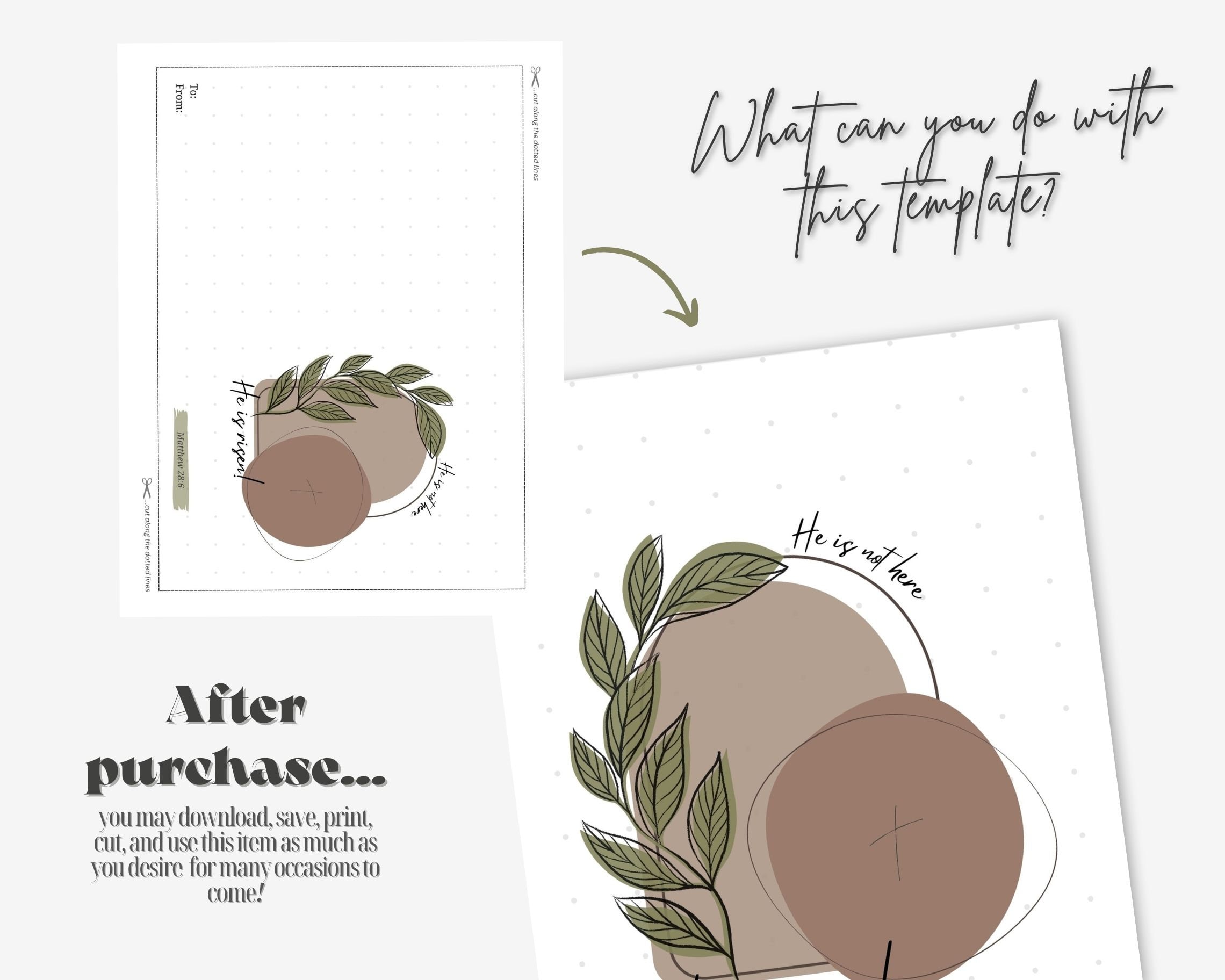 Boho He is Risen Printable Card, Easter Greeting, Christian Bible Verse ...