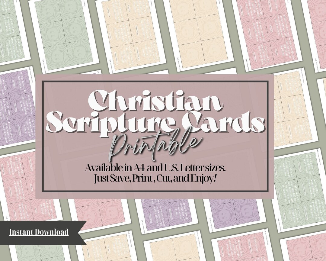 24 Christian Scripture Cards, Printable, Faith Affirmations, Digital ...