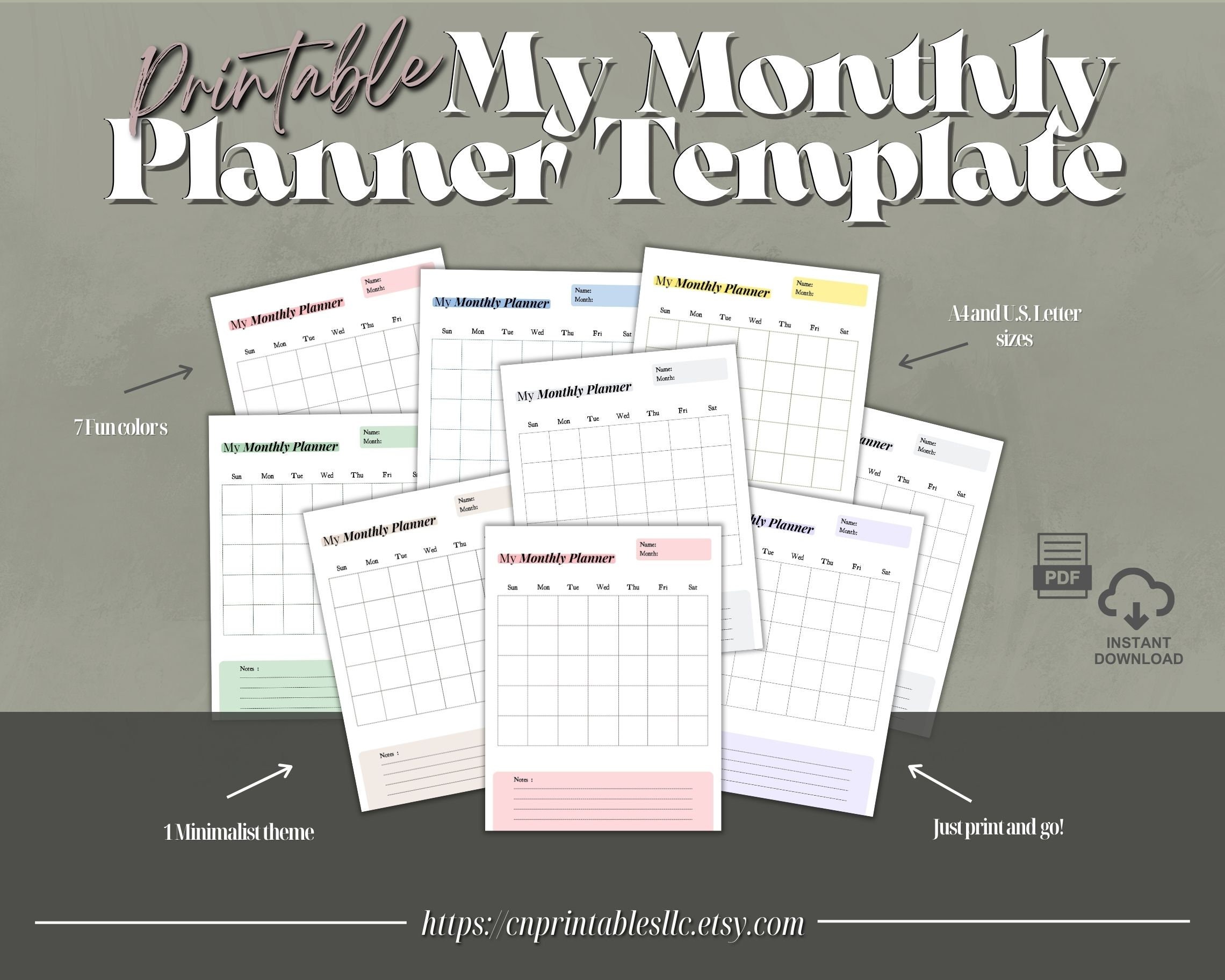 My Monthly Planner Template, Month at a Glance, Printable Blank ...