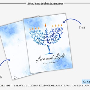 Elegant Hanukkah Card, Printable, Instant Download, Digital File, PDF ...