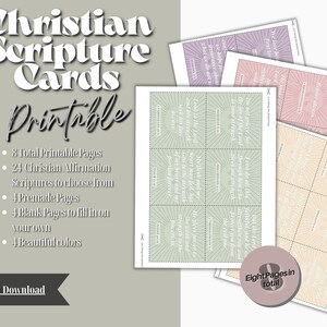 24 Christian Scripture Cards, Printable, Faith Affirmations, Digital ...