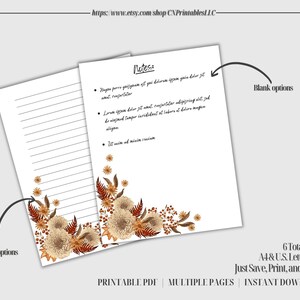 Autumn Stationery Paper Set of 6, Printable, Journal, Fall, Digital ...