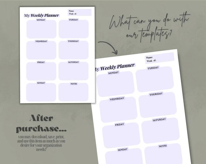 My Weekly Planner Template, Week at a Glance, Printable Organizer, A4 ...