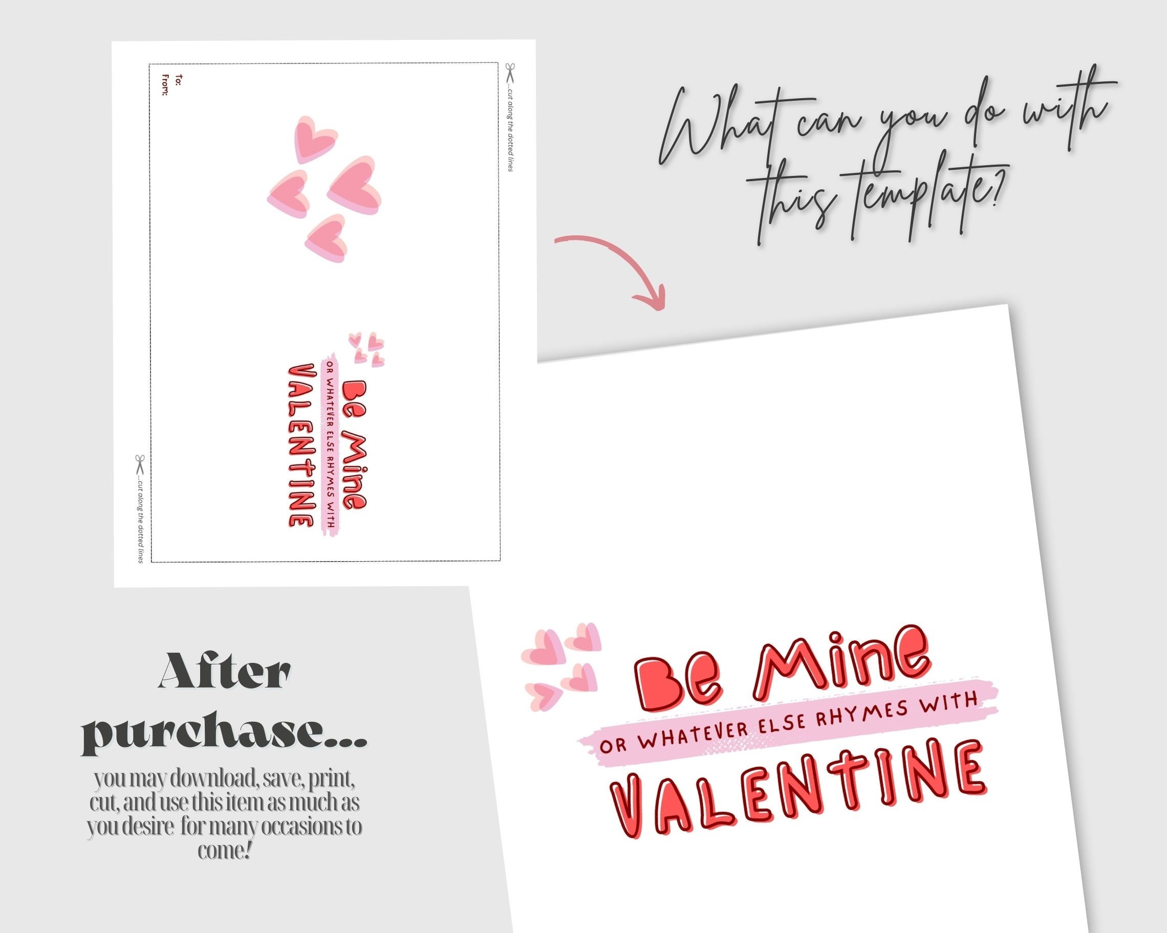 Cute Be Mine Valentine's Day Card, Printable, Instant Download, Digital ...