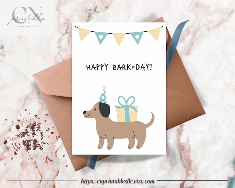 Funny Dog Birthday Card Set: Illustrated Printable (PDF) A4 and U.S ...