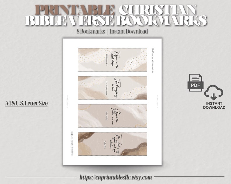 Printable Bible Verse Bookmarks: Boho Scripture Study (PDF) A4 and U.S ...