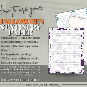 Halloween Stationery Paper Set of 24, Printable, Journal, Autumn ...
