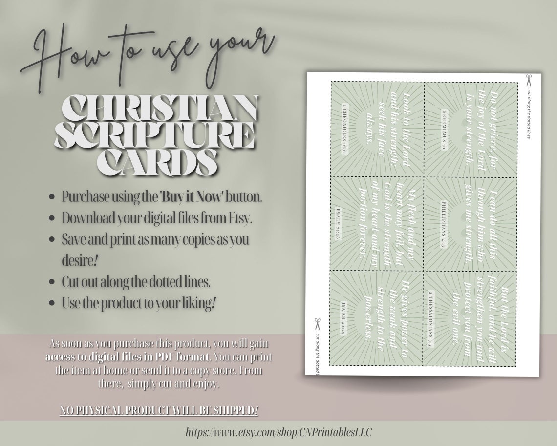 24 Christian Scripture Cards, Printable, Faith Affirmations, Digital ...