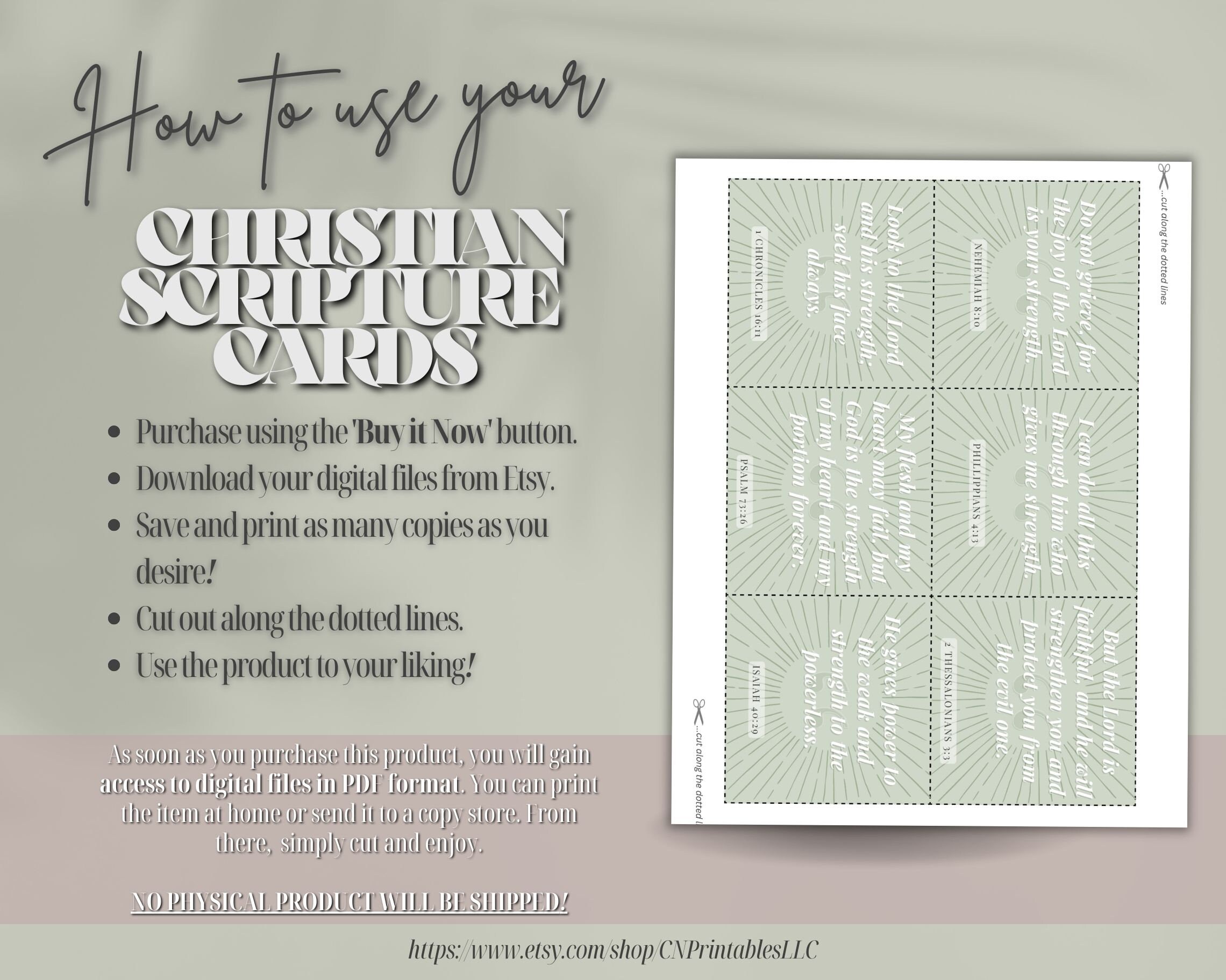 24 Christian Scripture Cards, Printable, Faith Affirmations, Digital ...
