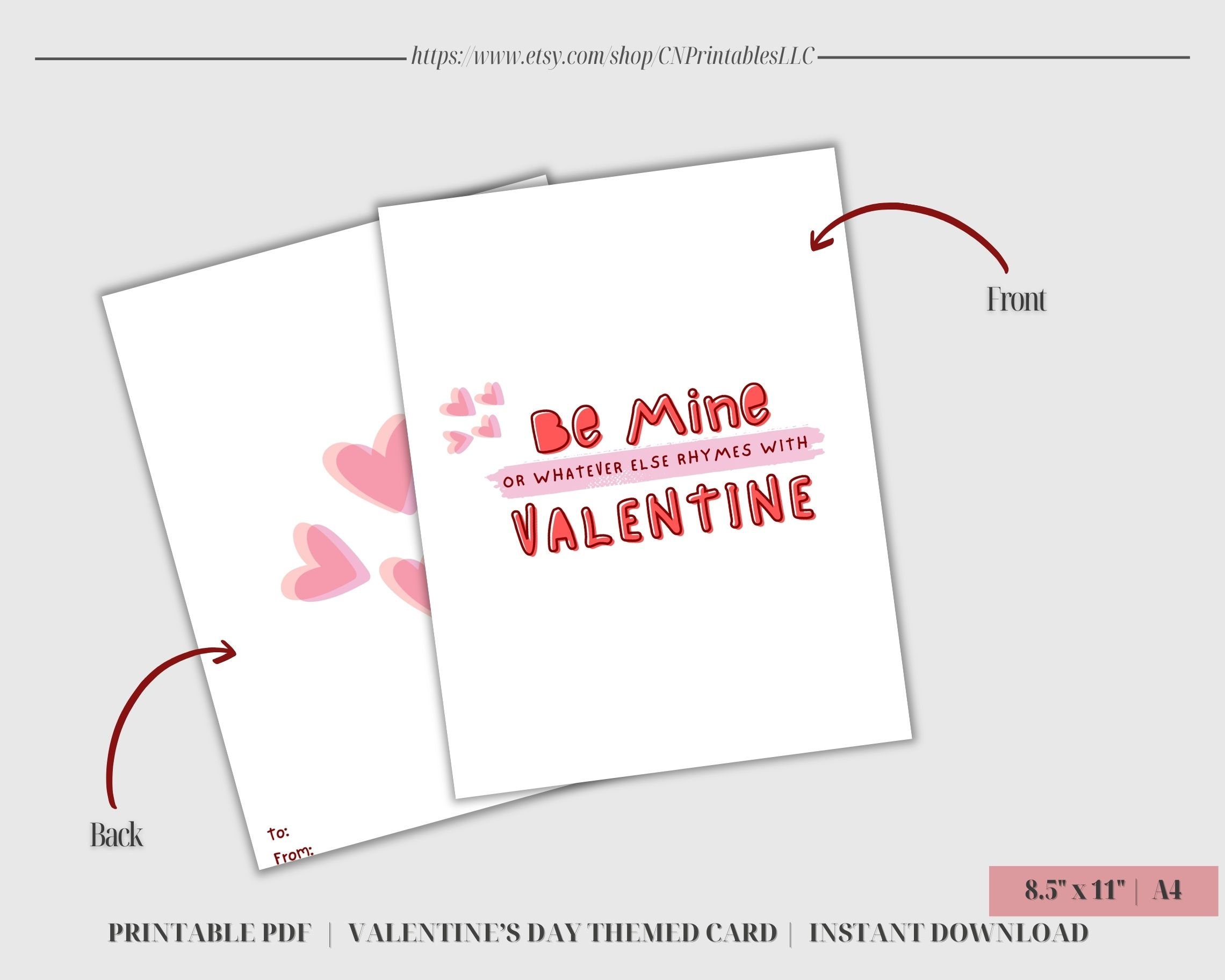 Cute Be Mine Valentine's Day Card, Printable, Instant Download, Digital ...