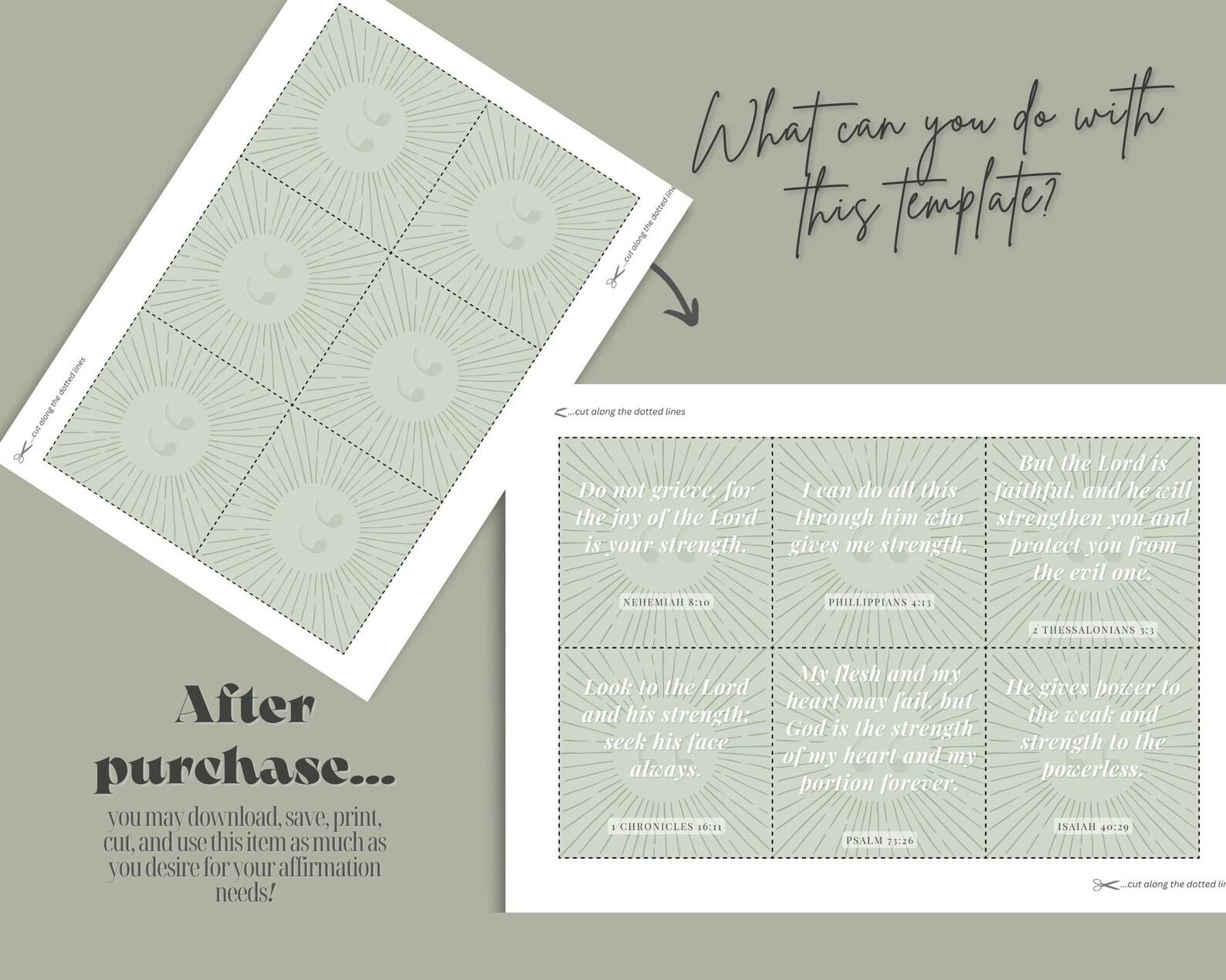 24 Christian Scripture Cards, Printable, Faith Affirmations, Digital ...