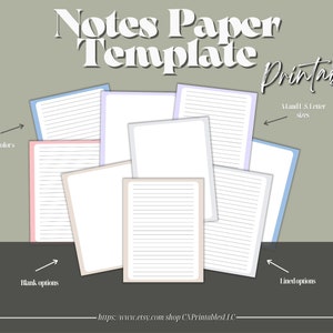 14 Notes Paper Sheets, Template, Printable, Journal, Digital Item ...