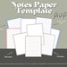 14 Notes Paper Sheets, Template, Printable, Journal, Digital Item ...