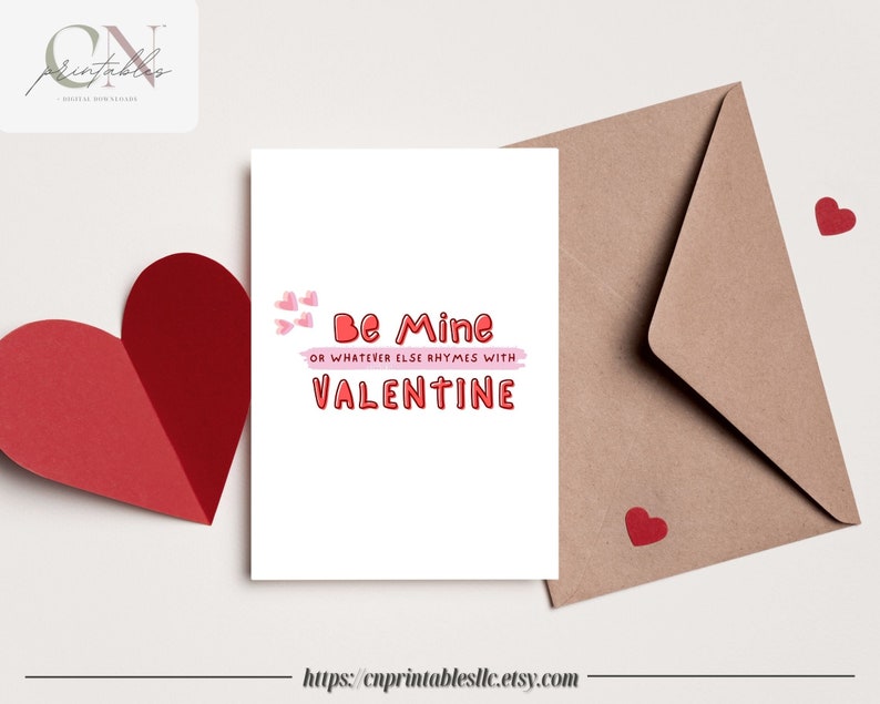 Cute Be Mine Valentine's Day Card, Printable, Instant Download, Digital ...