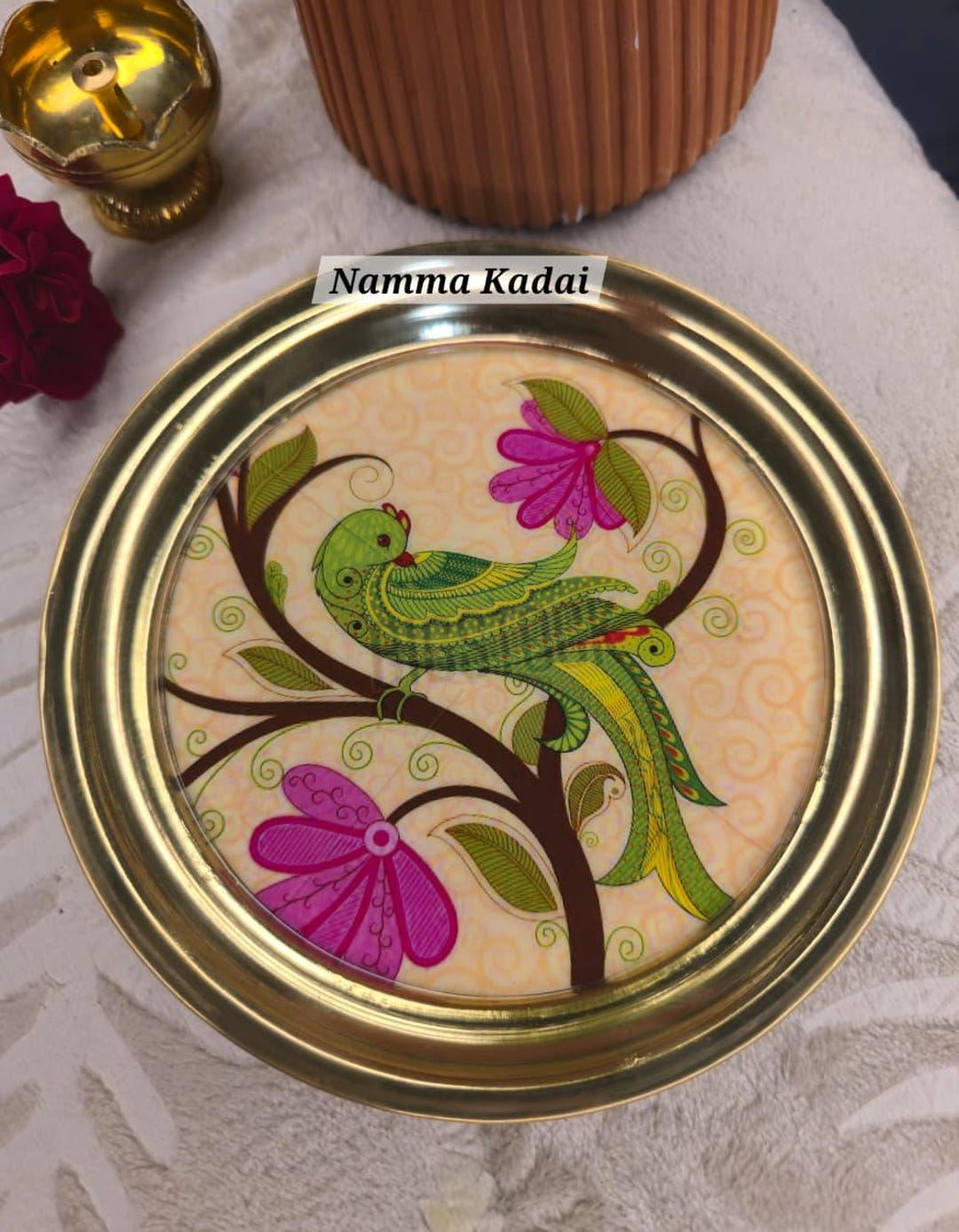 INDIAN POOJA DECOR Brass Plate Return Gifts House Warming Navratri ...