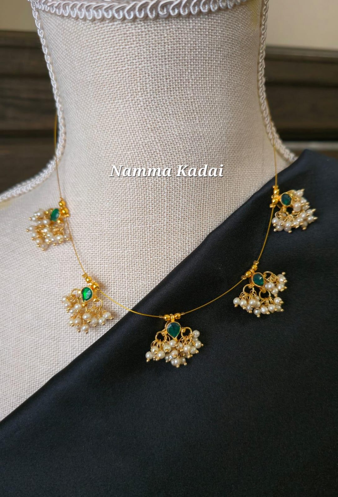 INDIAN INVISIBLE Chain Guttapusalu Kundan Stone Necklace Traditional ...