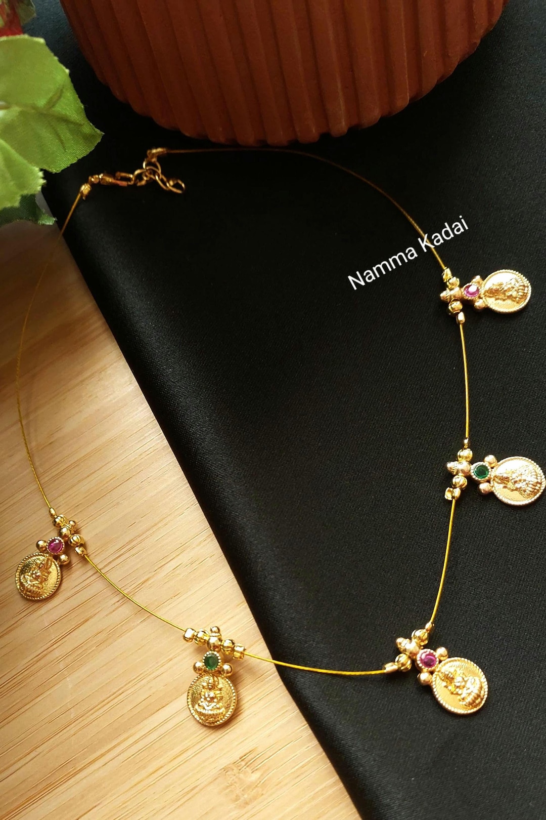 INDIAN CONTEMPORARY LAKSHMI Coin Invisible Chain Kaasu Traditional ...