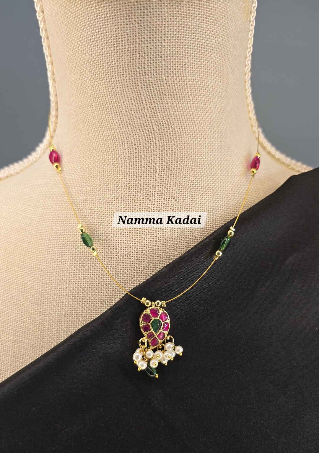INDIAN INVISIBLE Chain Pendant Necklace Traditional Dainty Sleek ...