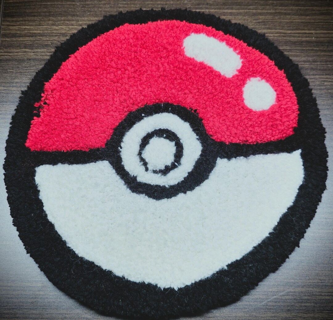 Handmade Custom Pokeball-inspired Rug Unique and Vibrant - Etsy