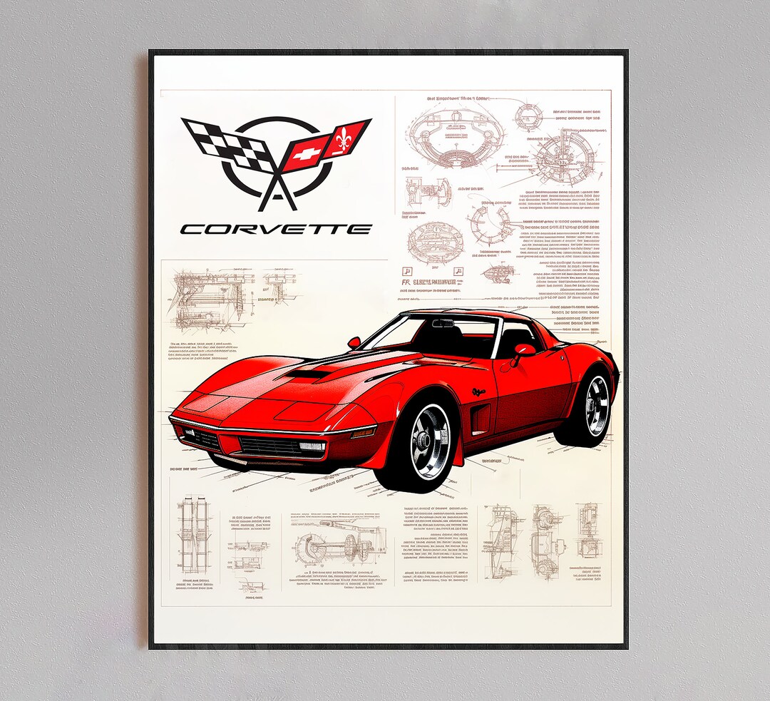 Corvette Stingray Poster Corvette Stingray Wall Art Corvette - Etsy