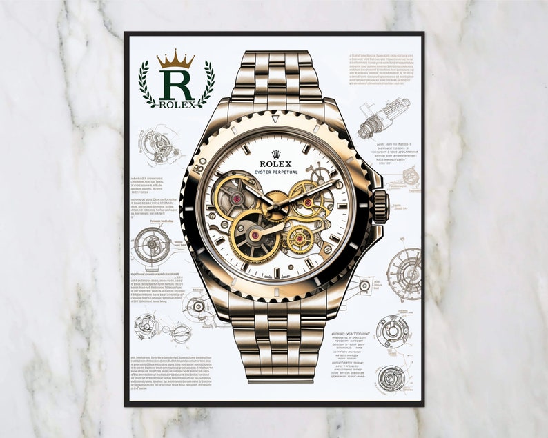 Rolex Watch Patent Poster Fashion Wall Art, Vintage Watch Poster ...