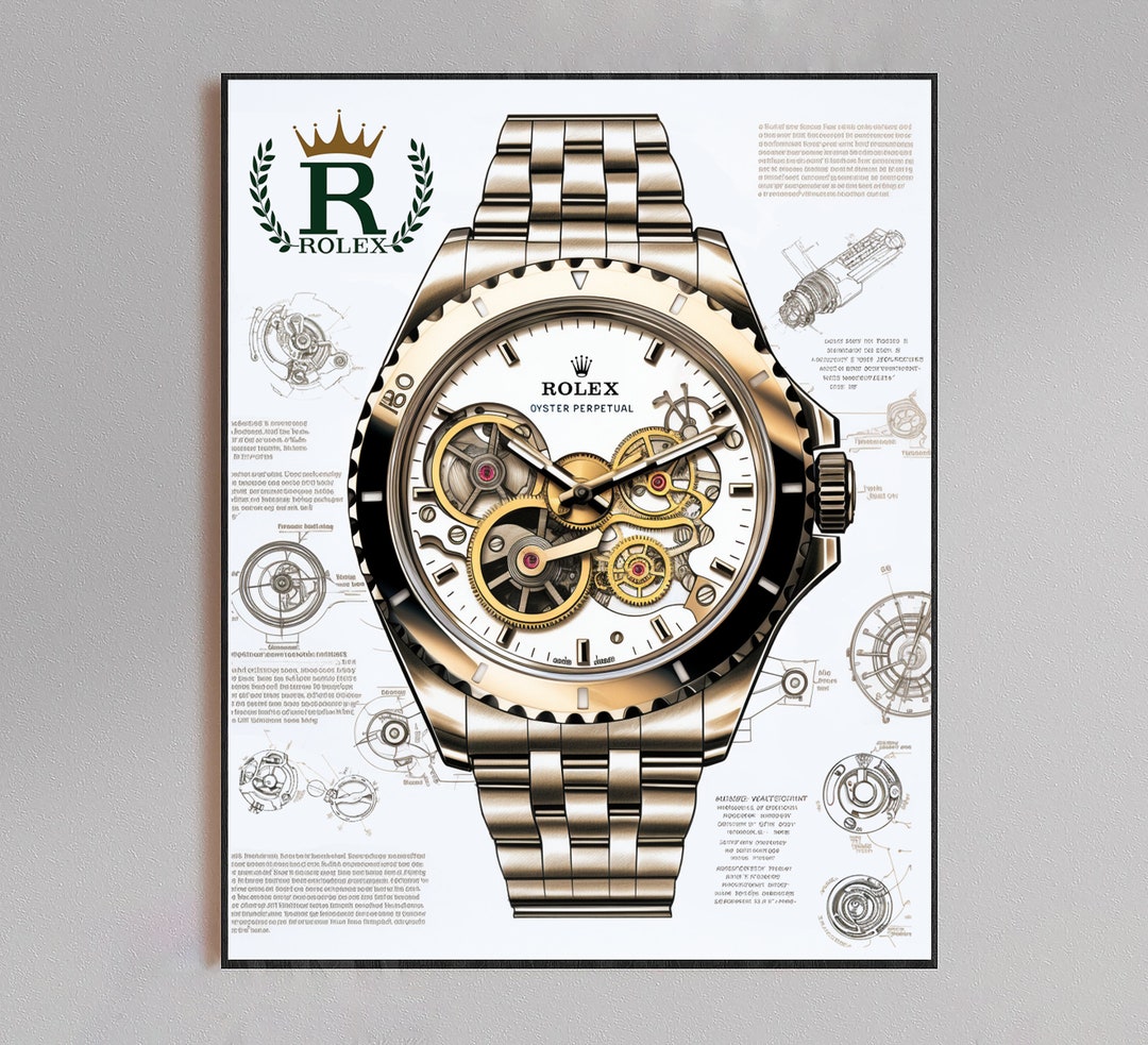 Rolex Watch Patent Poster Fashion Wall Art, Vintage Watch Poster ...