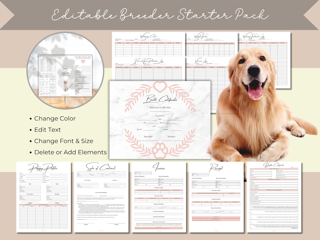 Editable Breeder Starter Pack, Breeder Records, Breeder Puppy Pack ...