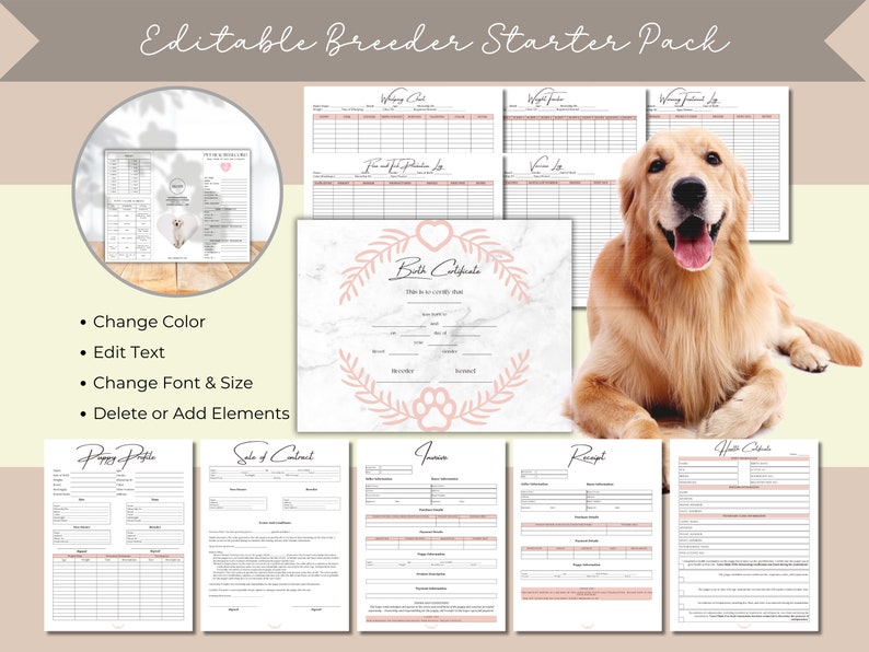 Editable Breeder Starter Pack, Breeder Records, Breeder Puppy Pack ...