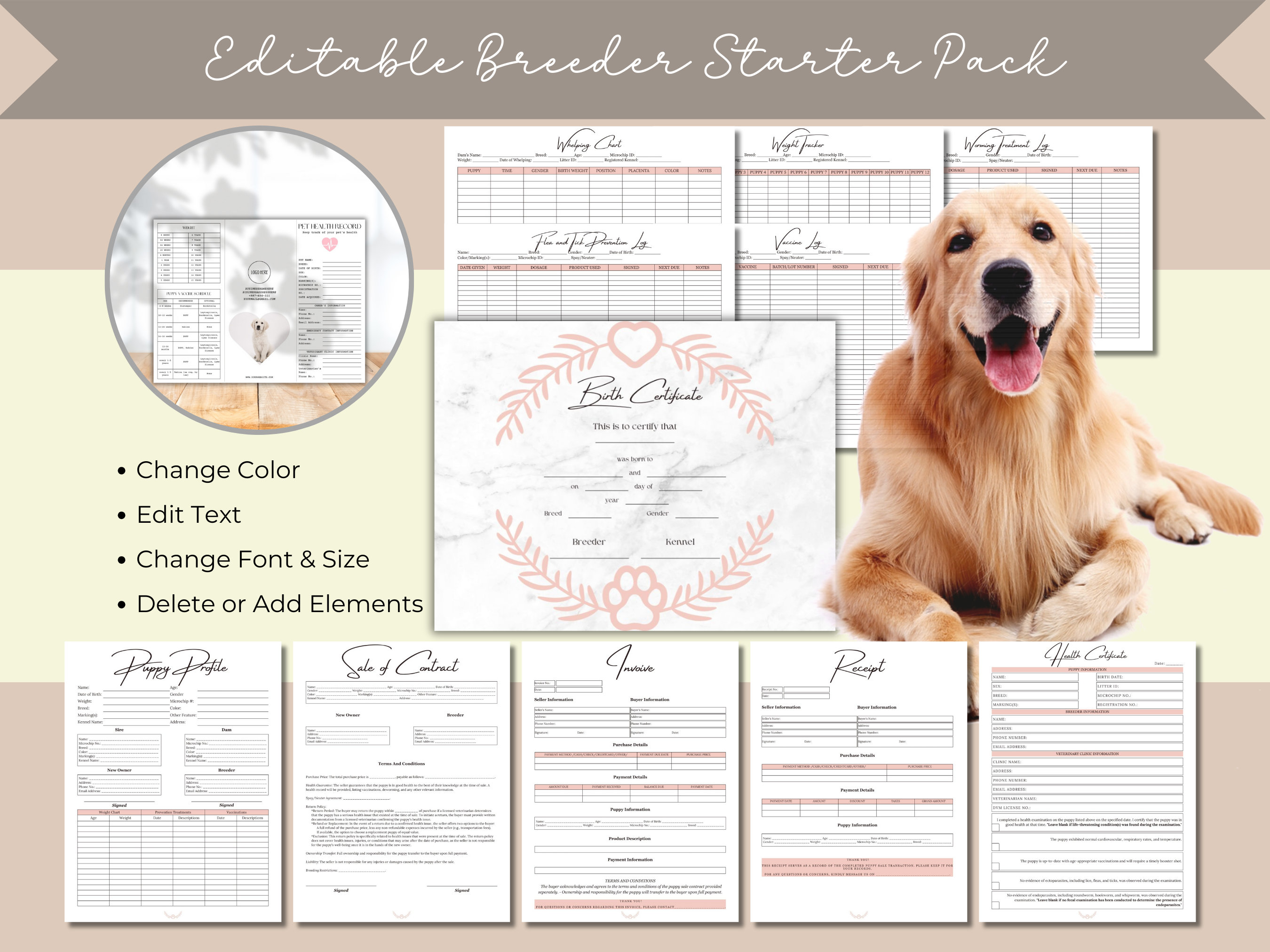 Editable Breeder Starter Pack, Breeder Records, Breeder Puppy Pack ...
