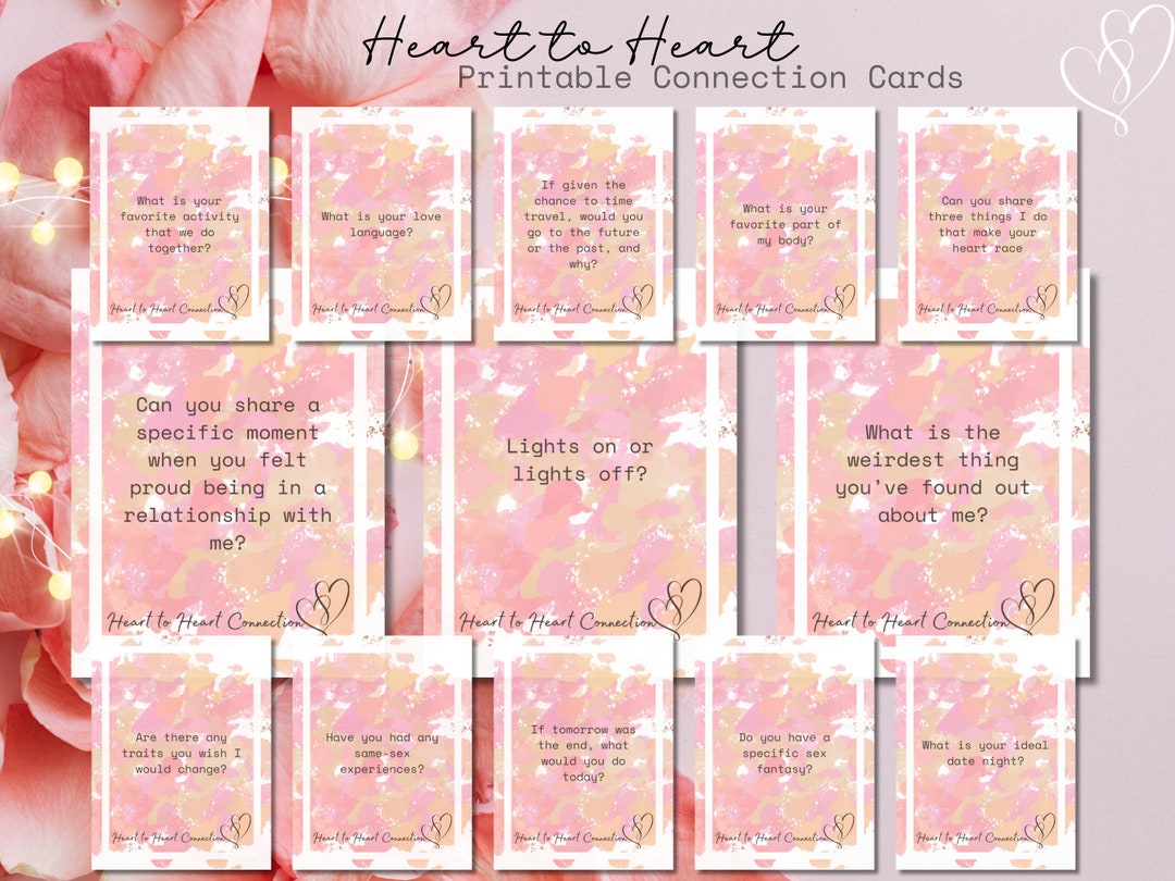 Heart to Heart Connection Cards, Printable Couples Question Card ...