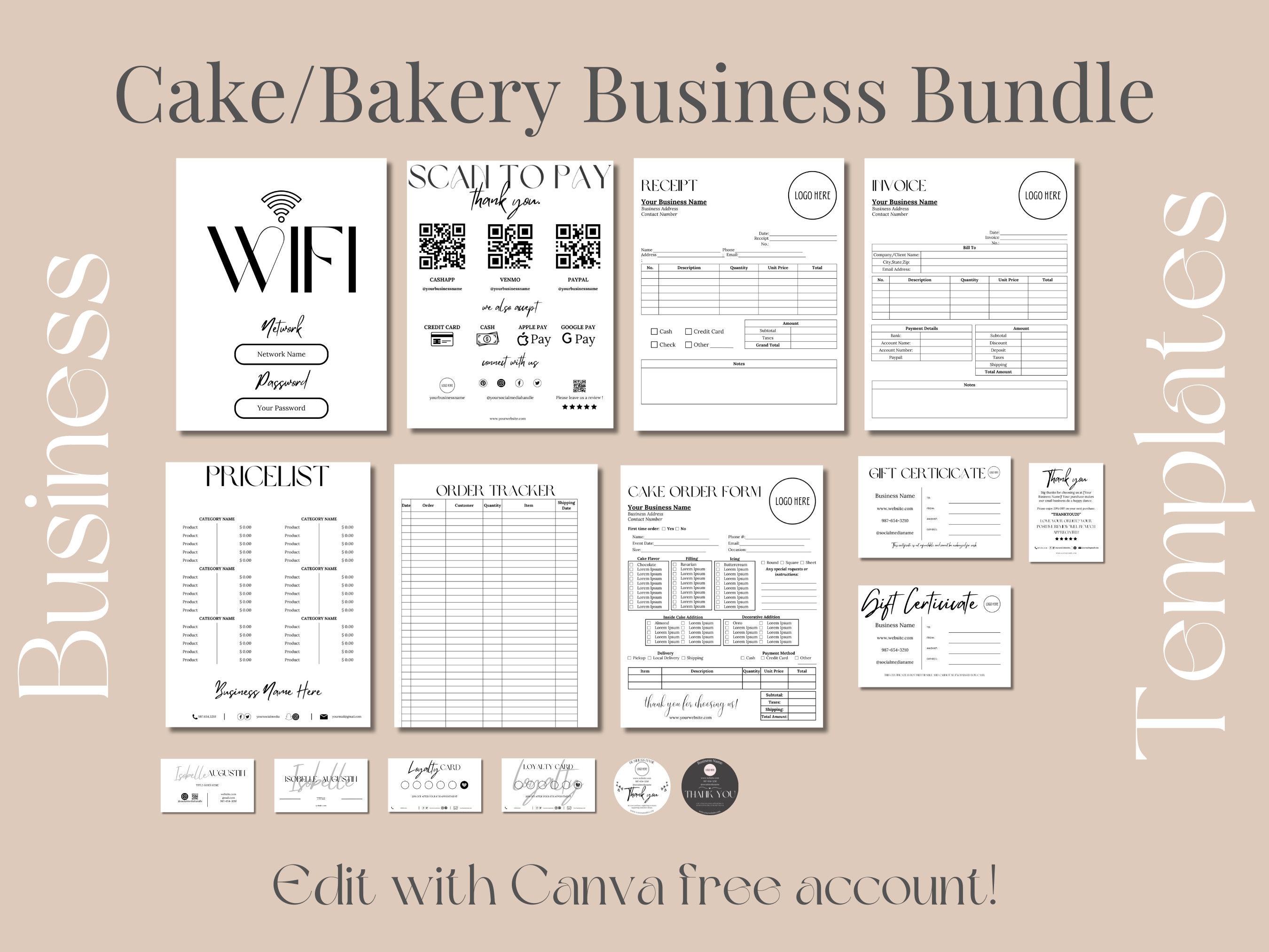 Cake Business Bundle Bakery Order Form Template Invoice - Etsy