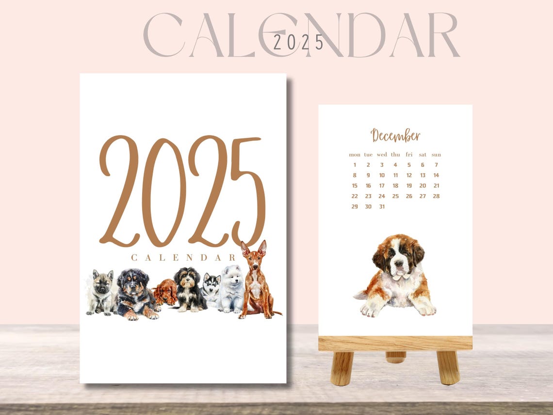 Printable Pet Calendar 2025, Printable Dog Calendar, Instant Download ...