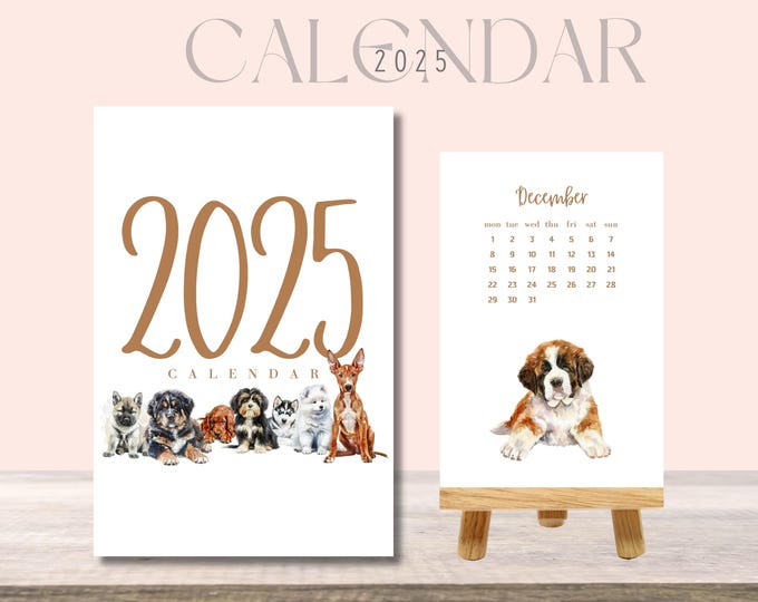 Printable Pet Calendar 2025, Printable Dog Calendar, Instant Download ...