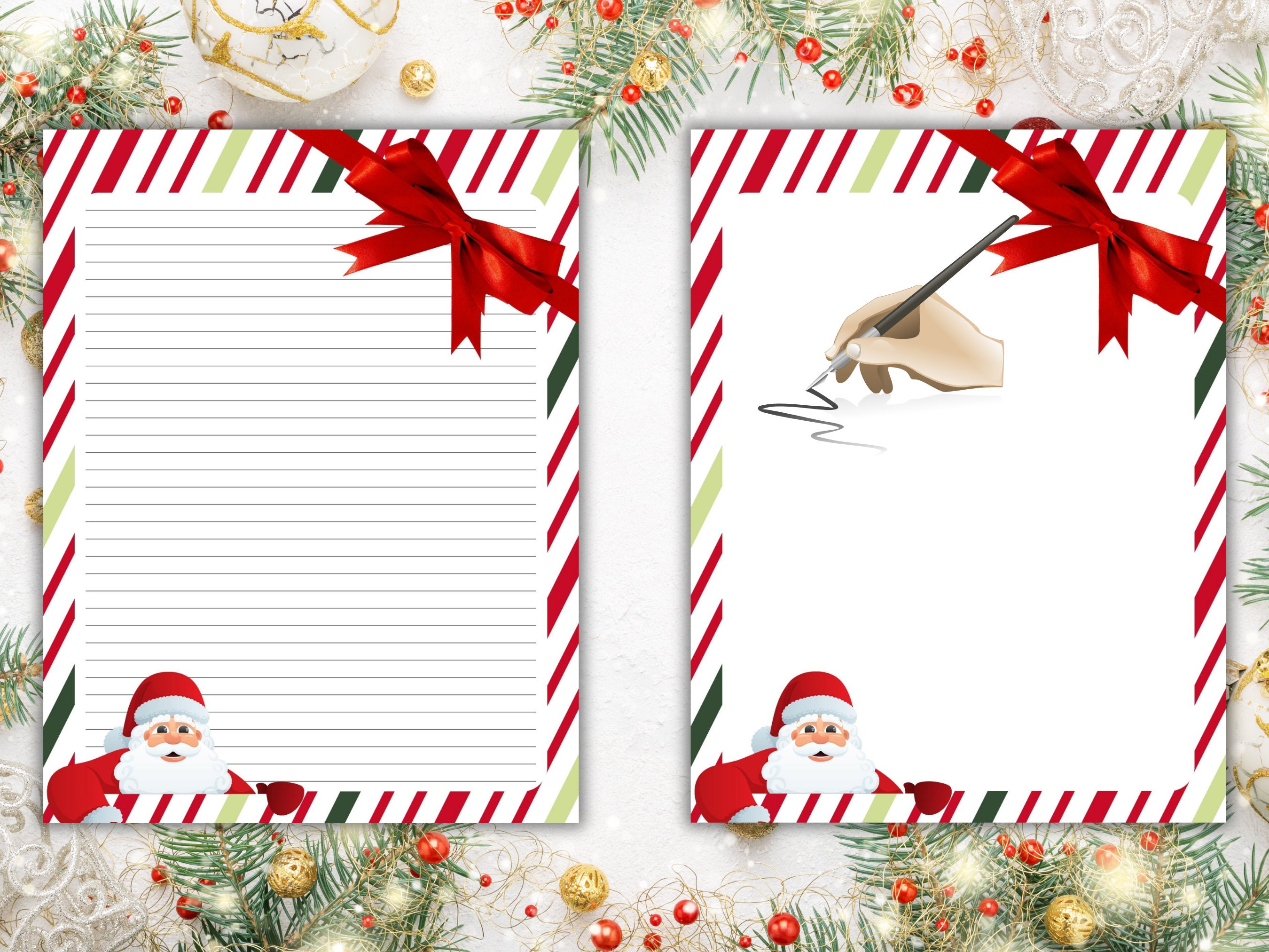 Printable Christmas Writing Paper Set, Christmas Stationery, Christmas ...