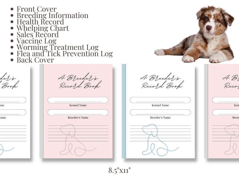 Breeder's Record Book, Printable Breeders Book, Simple Puppy Book ...