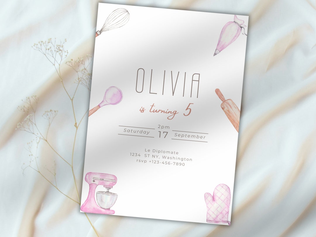 Baking Birthday Party Invitation, Baking Invite, Baking Birthday ...