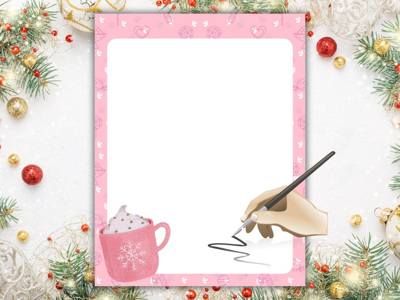 Printable Christmas Writing Paper, Christmas Stationery, Christmas ...