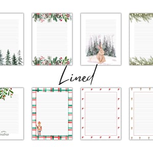 Printable Christmas Writing Paper Set of 8, Christmas Stationery ...
