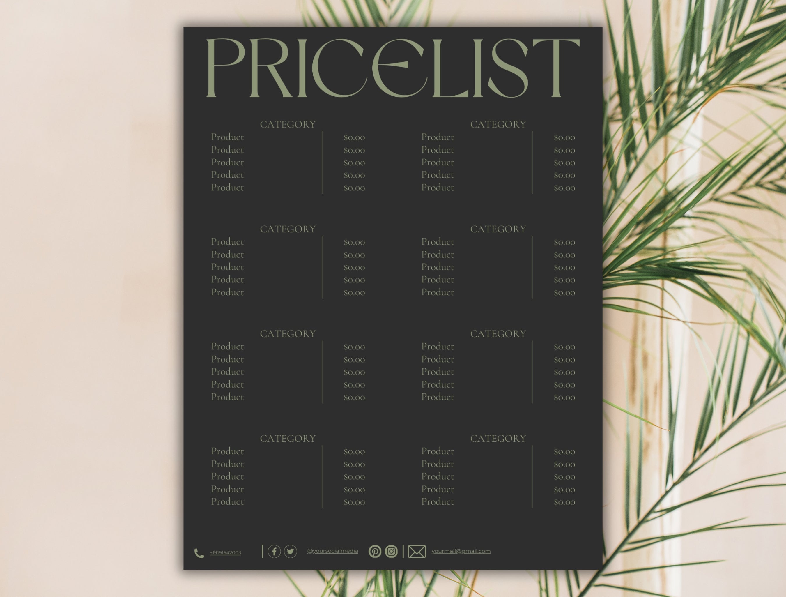 Pricelist, Pricelist Template, Editable Pricelist Template, Canva ...
