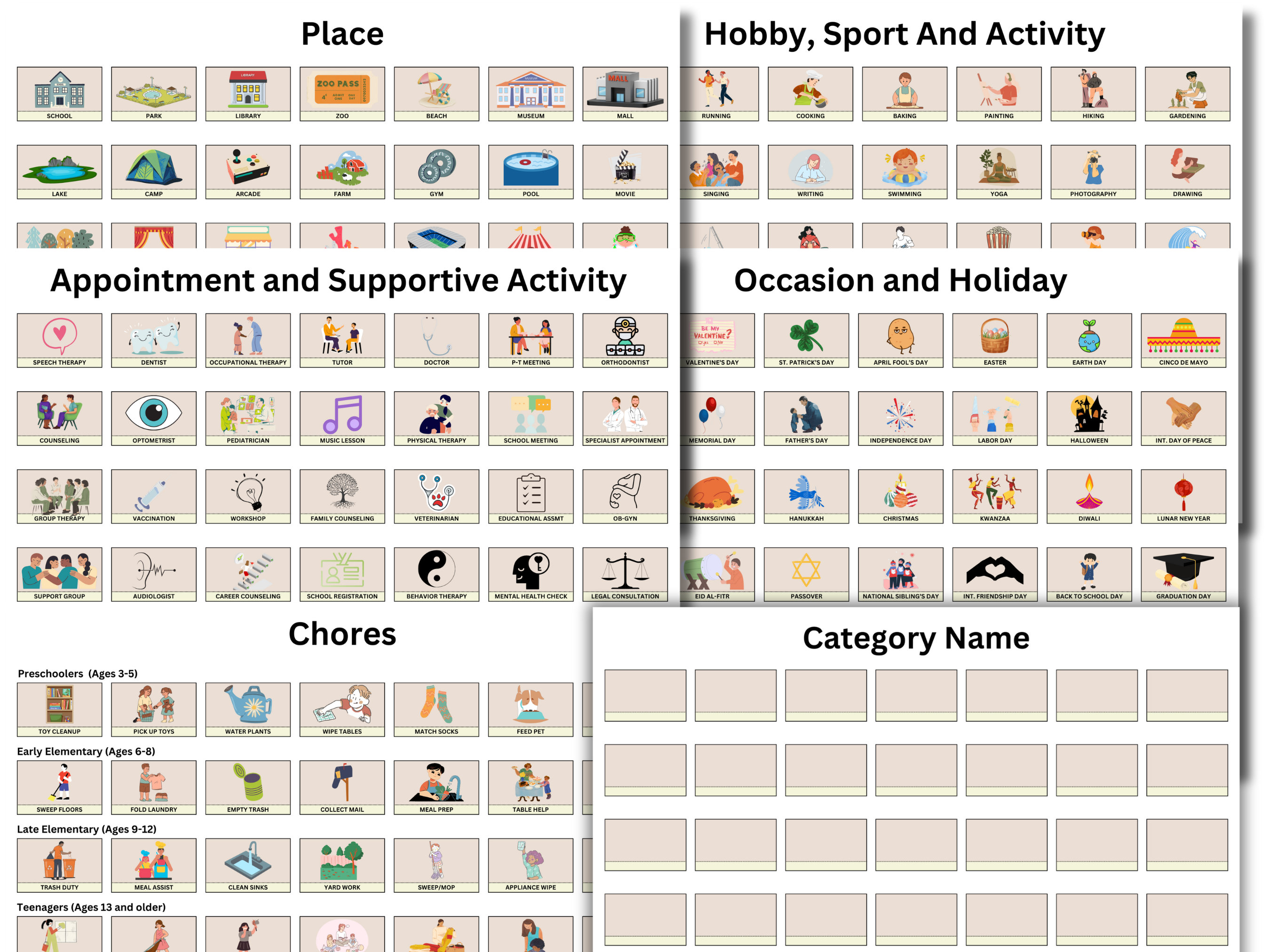 Weekly Visual Calendar, Editable Visual Calendar, Visual Schedule for ...