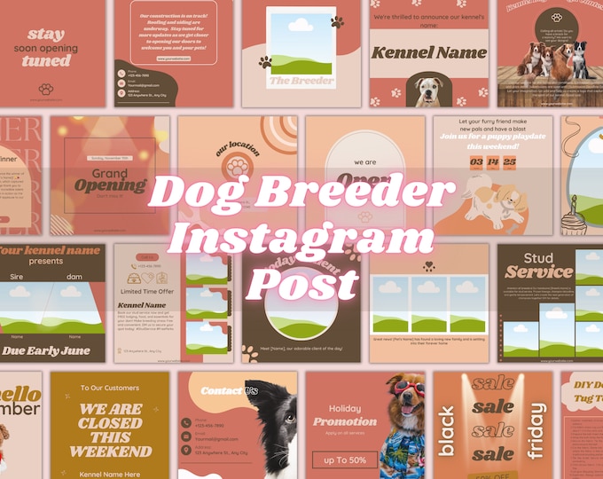 Pets Instagram Post Templates, Instagram Pets Template, Dog Store, Dog ...