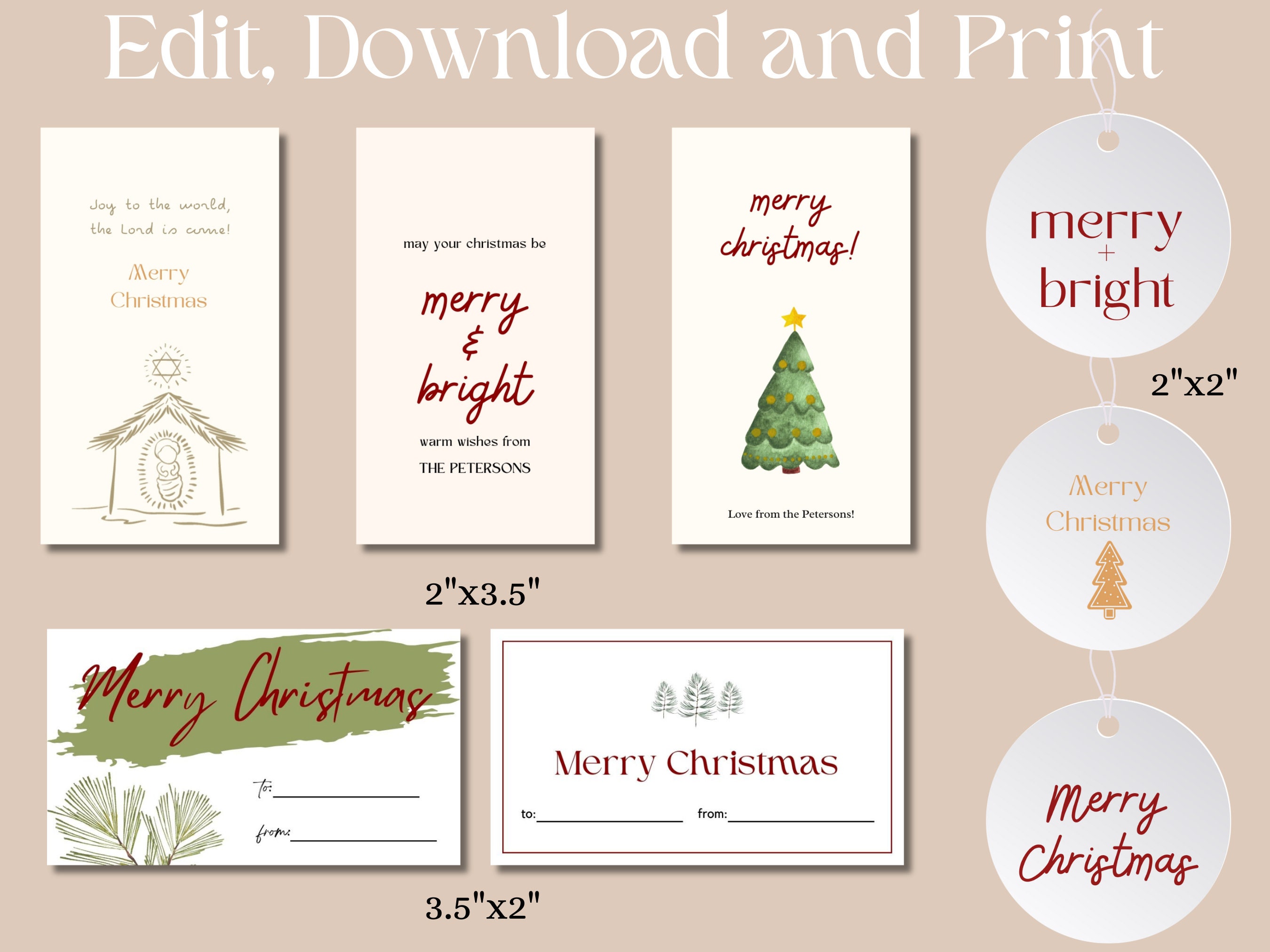 Merry Christmas Gift Tag Printable, Printable Christmas Gift Tag ...