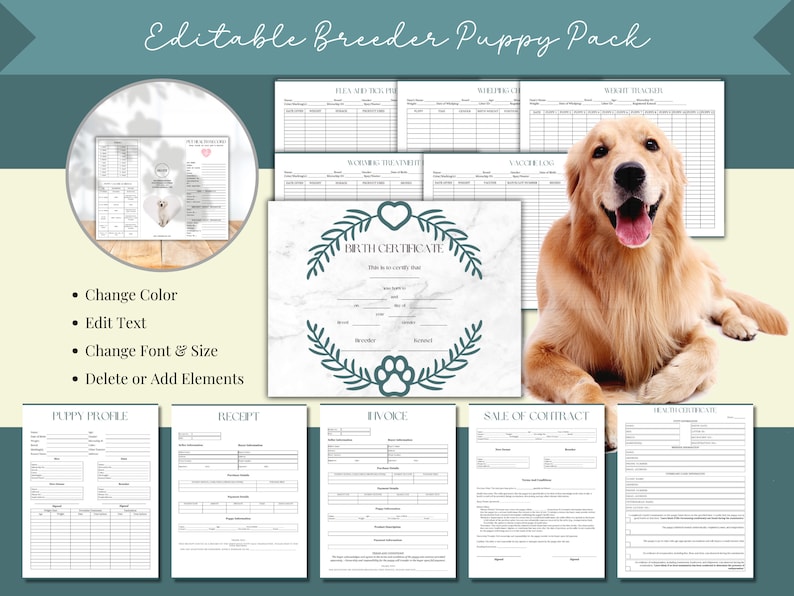 Editable Breeder Puppy Pack, Dog Breeder Forms, Breeder Charts, Breeder ...